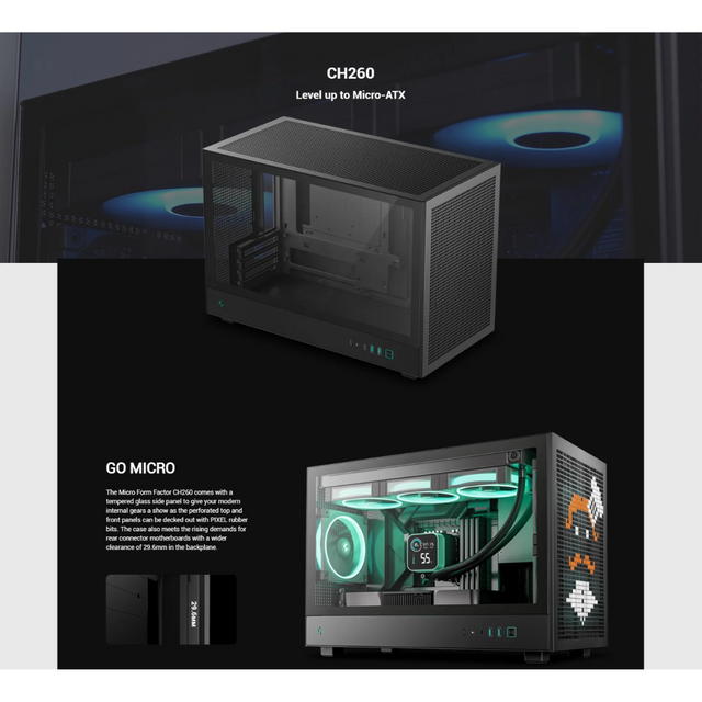 Deepcool CH260 High Airflow Mesh Panels mATX Compact Case R-CH260-BKNG – DynaQuest PC