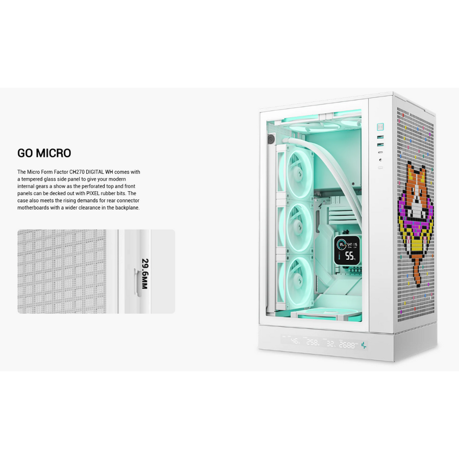 DeepCool CH270 Digital TG White mATX USB3 2A 1C R-CH270-WHNDM0-G-1 ...