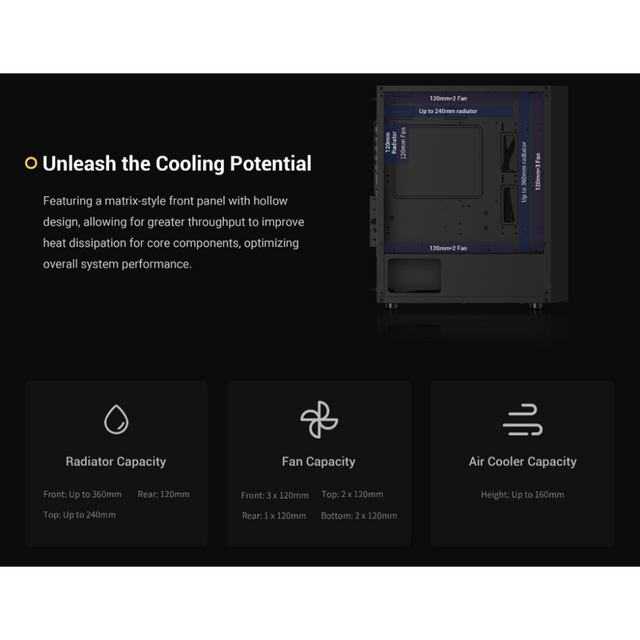 Ocypus Gamma C50 Airflow mATX Case GAMMA-C50-BKG000XX-GL / GAMMA-C50-W ...