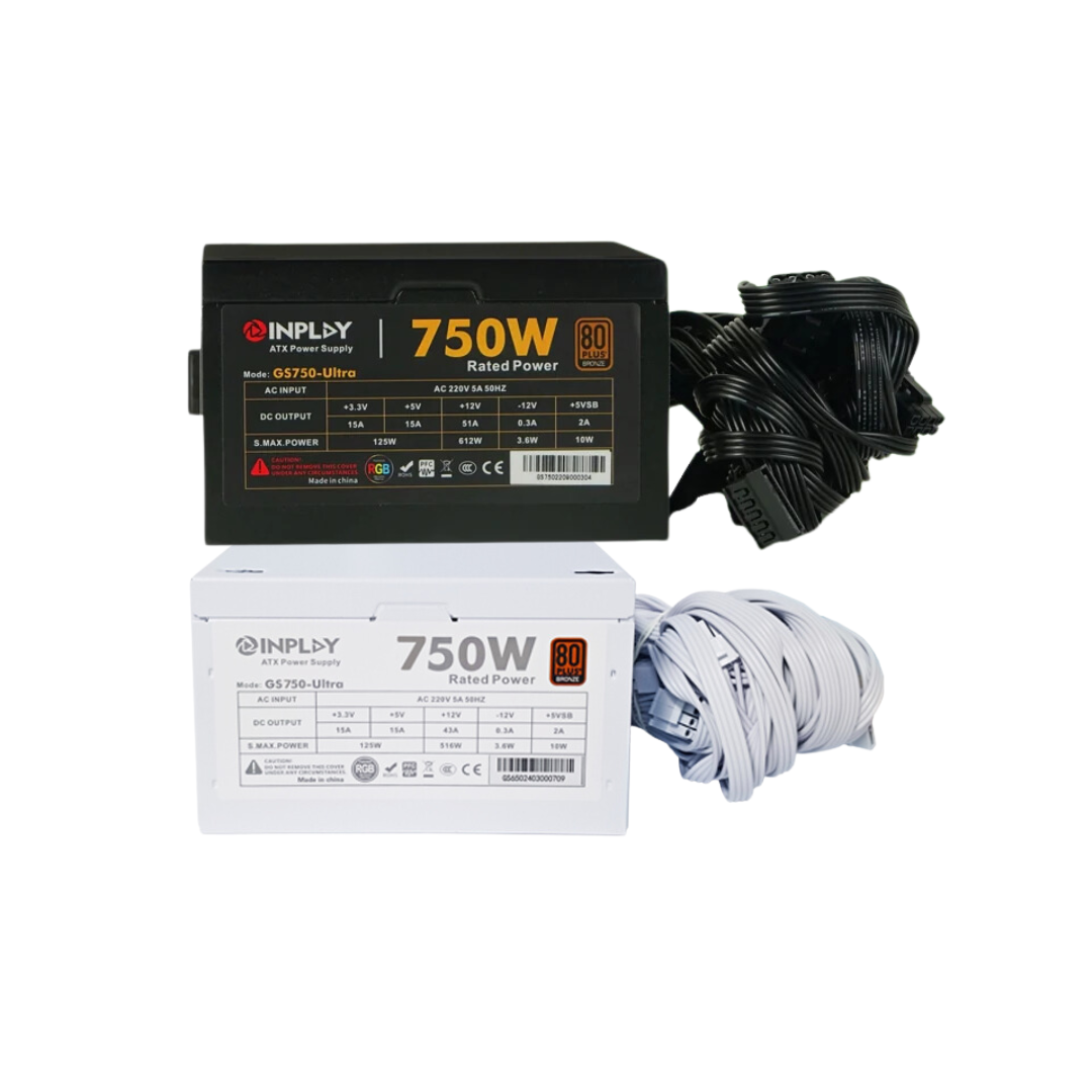 InPlay GS750 Ultra RGB 750W True Rated 80+ Bronze Power Supply (Black ...