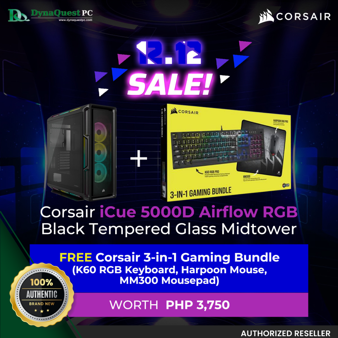 Corsair iCue 5000D Airflow RGB Black TG Midtower + Corsair 3in1 Gaming ...
