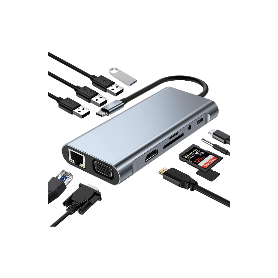Jyocun 10 in 1 USB C Hub Multifunction Adapter JT010-TYPE-C USB-C Hub ...