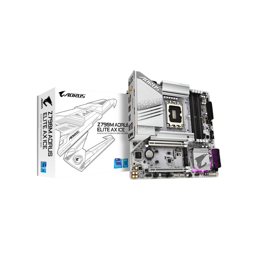 Gigabyte Z790M AORUS ELITE AX ICE DDR5 WIFI6E LGA 1700 Motherboard ...