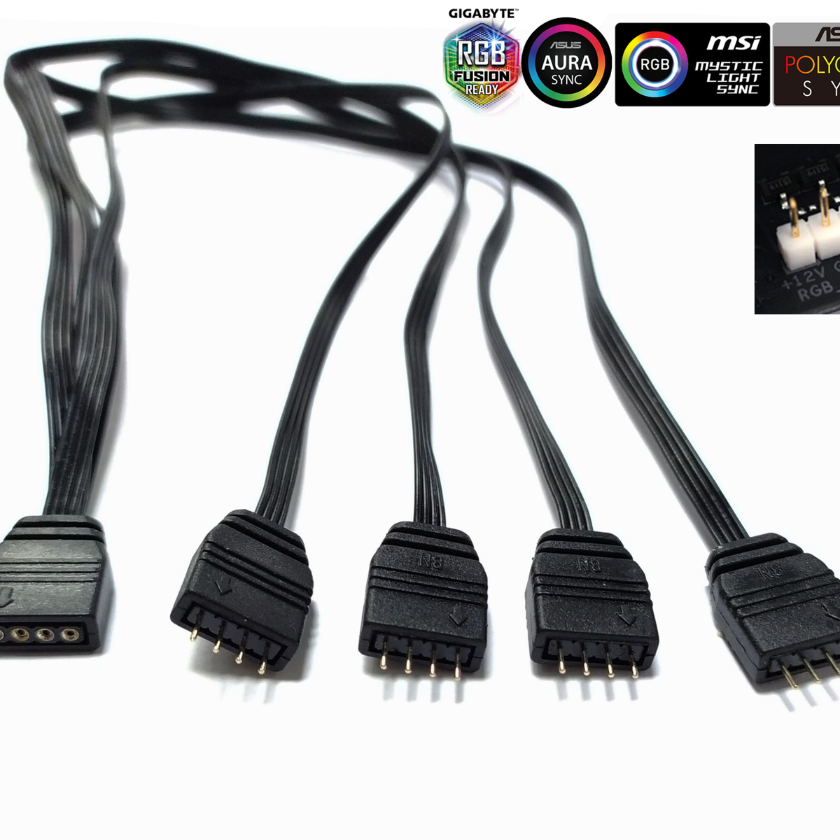 Splitter Cable 4-Pin 12V RGB Led Sync 1 to 4 Way Split – DynaQuest PC